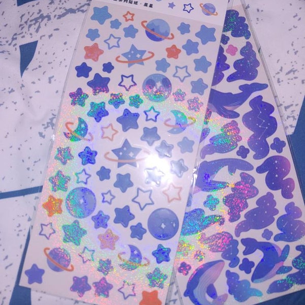Final Sale || Blue Series Colorful Deco Clear Stickers Set | 4 Styles ...