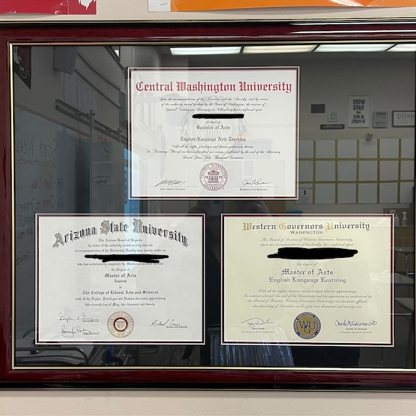 Three Certificate Frame Degree Framing Holds 3 Diploma Documents ...