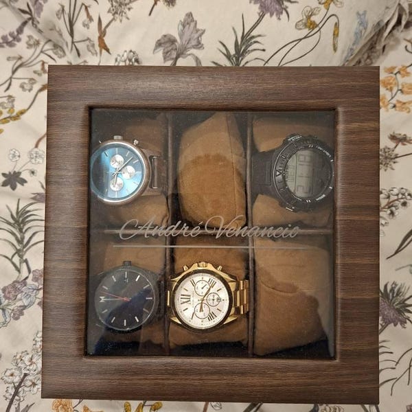 Personalized Watch Box - Holds 6 Watches, Watch Organizer, Watch ...