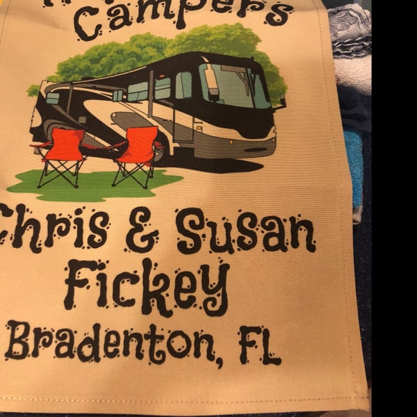 Happy Campers, Personalized Class A Motorhome Camp Flag, Campsite Flag ...