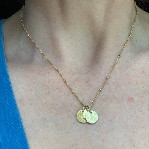 Gold Initial Charm Personalized Initial Disc Gold Filled Initial ...