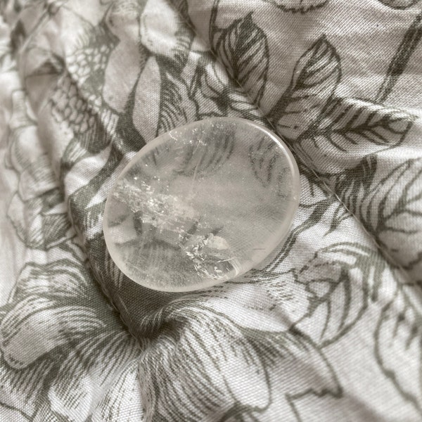 CLEAR QUARTZ Worry Stone Natural Stone Hand Carved Gemstone Worry Stone ...