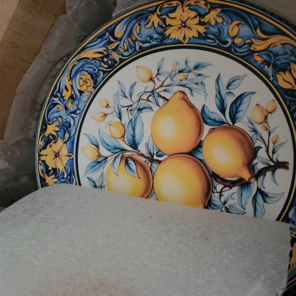 Italian Dinnerware Set of Durable Italian Themed Blue and Lemon ...