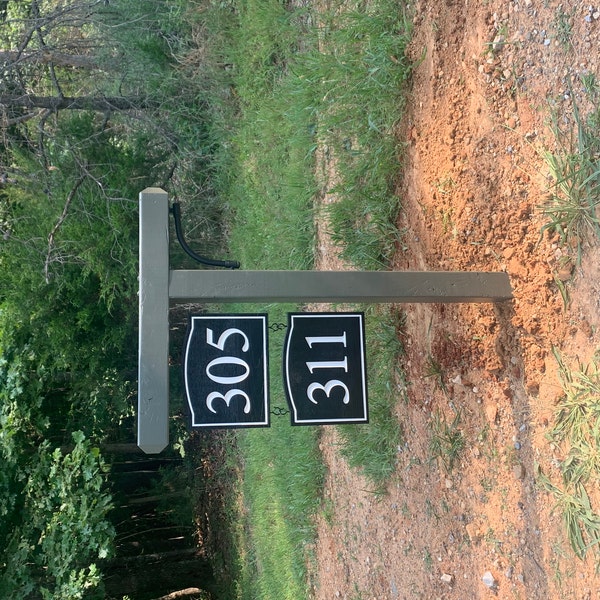 Hanging House Number Sign, Driveway Address Sign, Signpost Sign, Wood ...
