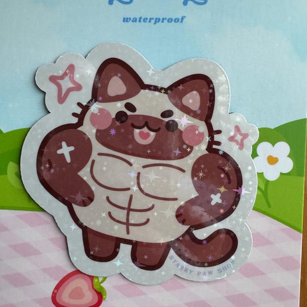 Dango Mochi Cat Stickers Set | 4.5 - 2" Star Holographic Waterproof ...