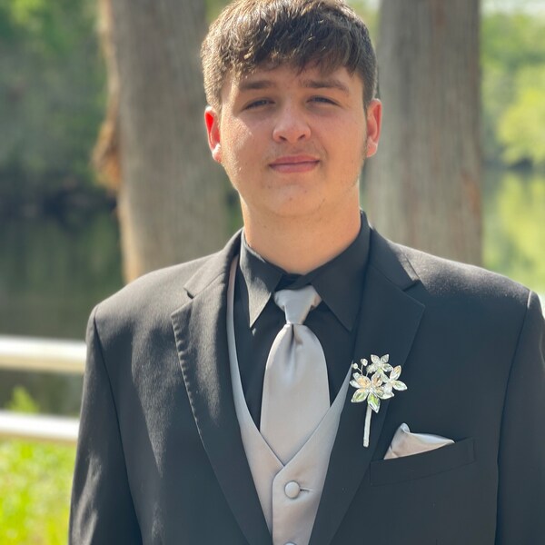 Connor Boutonniere in Silver for Weddings and Prom - Etsy