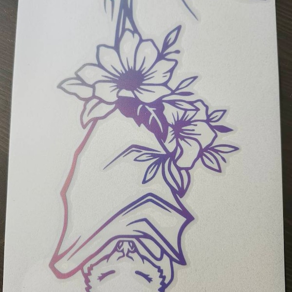 Floral Bat Vinyl Decal | Holographic Bumper Sticker | Laptop Decal ...