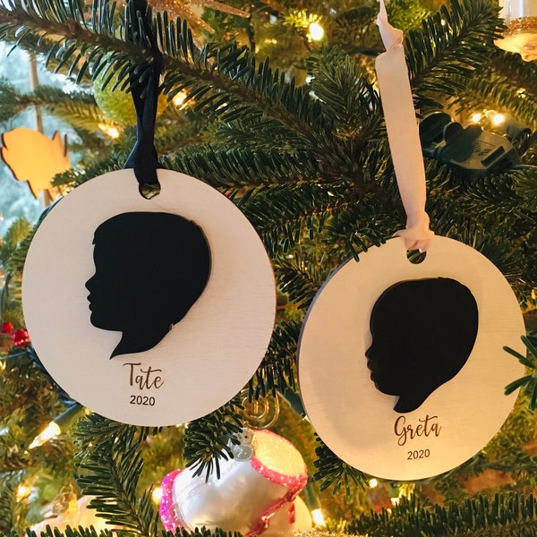 Silhouette Ornament. Custom Silhouette Keepsake Gift Ornament. Kids ...