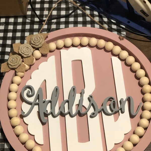 UNFINISHED Mdf Wood Scalloped Monogram / Initial Door Wreath / Monogram ...