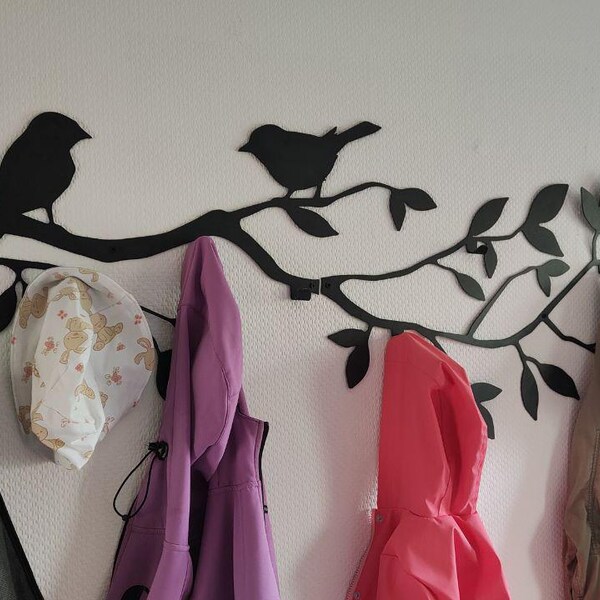 Birds on Branch Metal Coat Rack, Metal Wall Hooks, Entryway Coat Rack ...