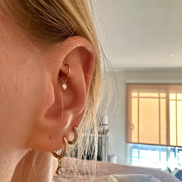18G/16G Titanium Dangle Huggie Hoop, Cartilage/conch/helix Hoop Earring ...