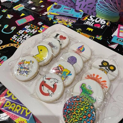 1990s Themed Decorated Sugar Cookies 90s Party Favors 1990s Themed ...