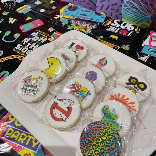 1990s Themed Decorated Sugar Cookies 90s Party Favors 1990s Themed ...