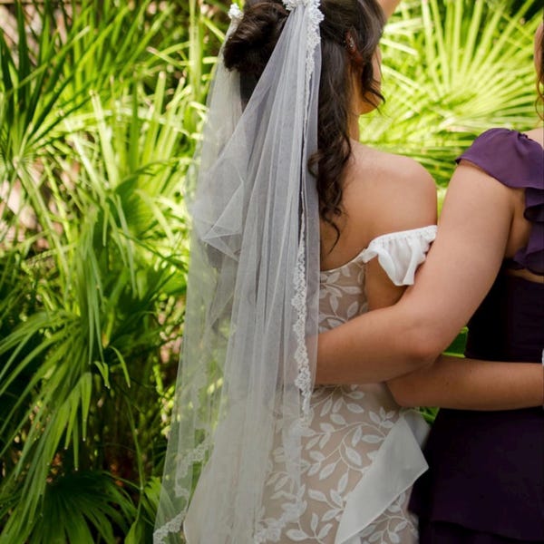 TT Blossom Drape Veil Hilda Lace, Flower Drape Veil, Drape Wedding Veil ...