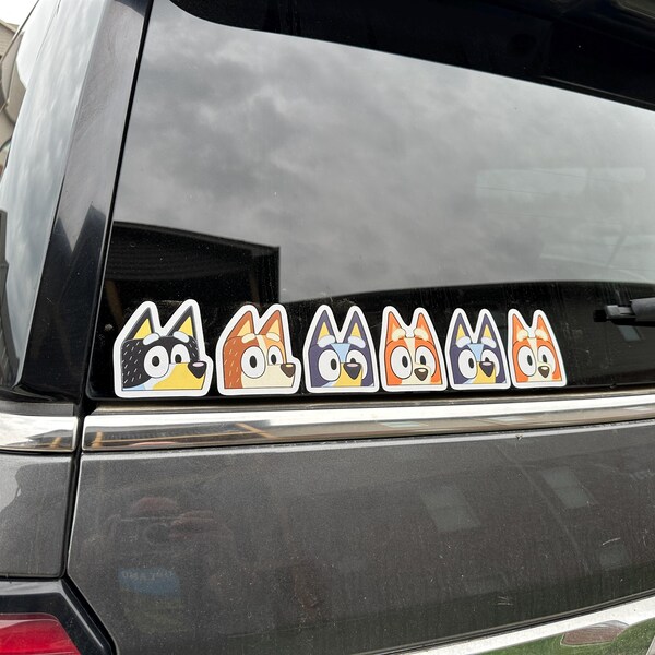 Bandit Chili Bluey Bingo Heeler Family Window Peeker Stickers / Bluey ...