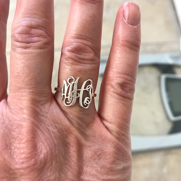 Personalized Monogram Ring -custom Initials Ring -custom Monogram Ring -initials Ring ...