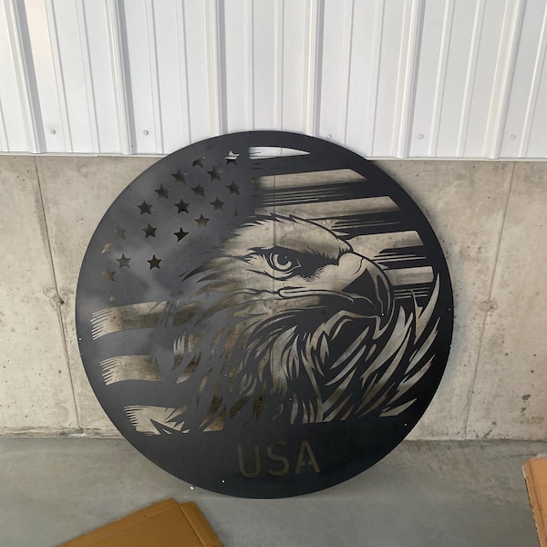 Custom Eagle US Flag Metal Sign, American Flag Gift, Personalized Name ...