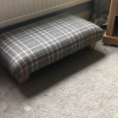 Beautiful Upholstered Large Handmade Footstool in Wool Check Tartan Uk ...