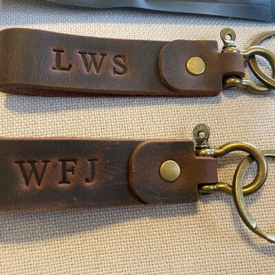Personalized Leather Keychain. Custom Leather Keychain. Monogrammed ...