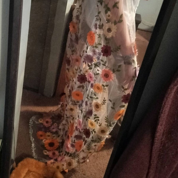 Colorful Bridal Cape,floral Cape Veil,wildflower Cape,wedding Cape Veil ...