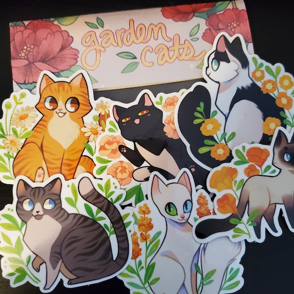 Garden Cats Sticker Set - Etsy