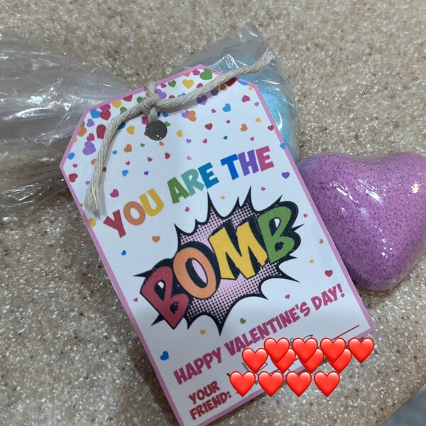 You're the Bomb Valentine, Bath Bomb Valentine, You Are the Bomb Tag ...