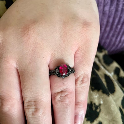 Vintage Rhodium Black Pear Alexandrite Engagement Ring Set - Etsy