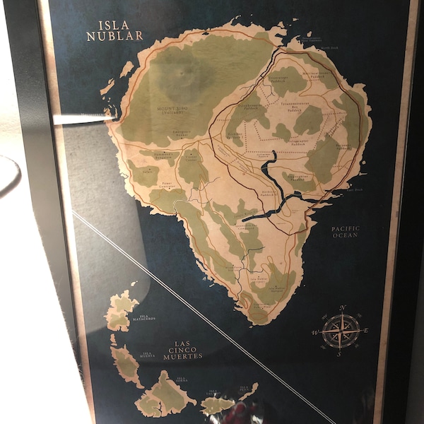 Jurassic Park Map, Poster, Isla Nublar Map, Print, Lost World, Dinosaur, Movie Poster ...