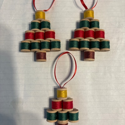 Cross Stitch Button Tree Ornament, Crafty Christmas Decoration, Folk ...