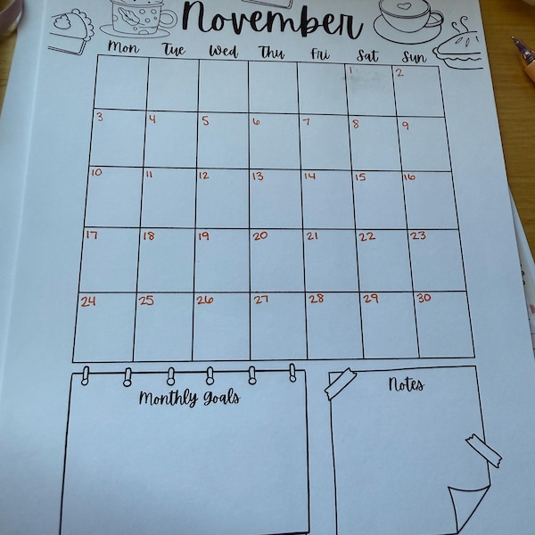 12 Month Calendar, Journal Calendar Template, Monthly Planner ...