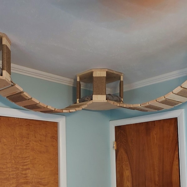 Cat Bridge for Wall Wooden Play Furniture Cat Climbing Wall Floating ...