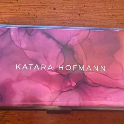 Personalized Business Card Case, Pink Purple Business Card Holder for ...