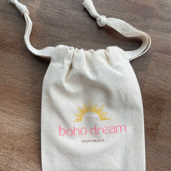 Natural Organic Cotton Drawstring Bag With Grosgrain Satin Ribbon ...