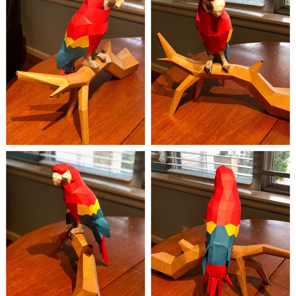Macaw, Parrot, Paper Craft, Digital Template, Origami, PDF Download DIY ...