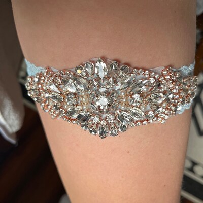 2 GARTERS Wedding Garter and Toss Garter Set-crystal Rhinestones With ...