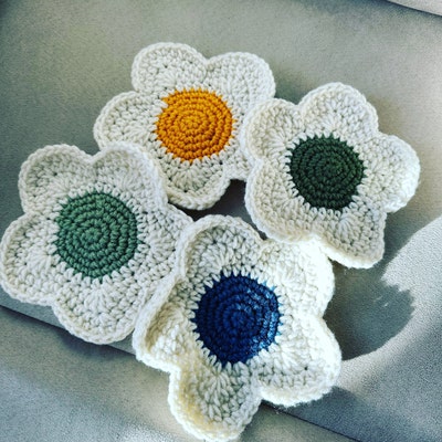 Crochet Flower Coasters Set of Handmade Coasters Flower - Etsy