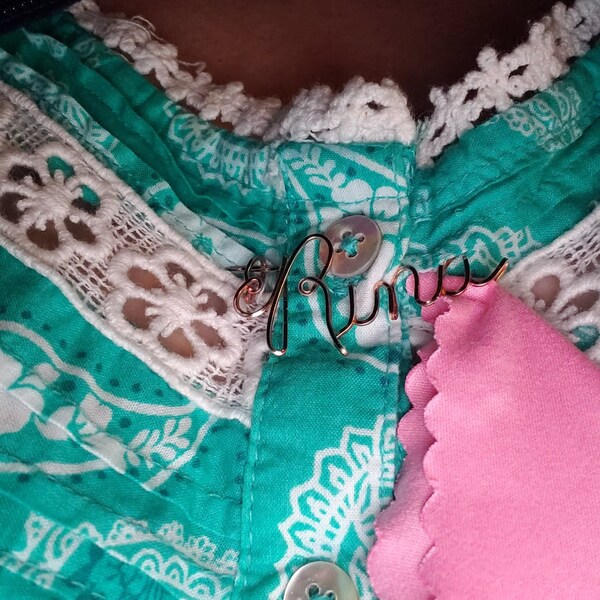 Wire Name Pin • 14K Rose Gold Fill Name Jewelry • Personalized Name Pin ...