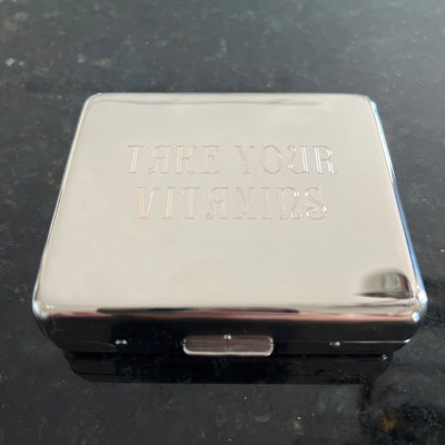 8 Day Pill Box Custom Engraved Personalized Large Size Silver Pill Box ...
