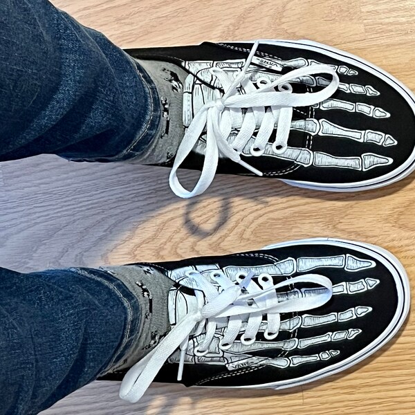 Custom Skeleton Feet X-ray Black/white Vans Authentic Lace up Shoes ...