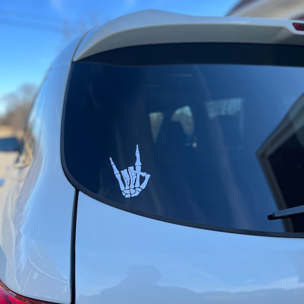 Rock on Skeleton Hand Vinyl Decal Sticker | Devil Horn Hand Sign, Metal ...