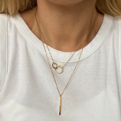 Double Chain Gold Necklace Set of 2, Combo Necklaces Set, Custom Gift ...