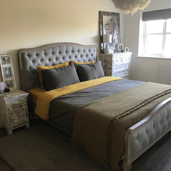 Mustard Linen Sheet Set 1 Flat Sheet and 1 Fitted Sheet and 2 ...