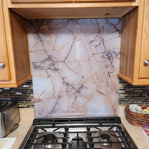 Stove Backsplash Glass Panel, Kitchen Wall Decor, Stove Top Back Cover ...