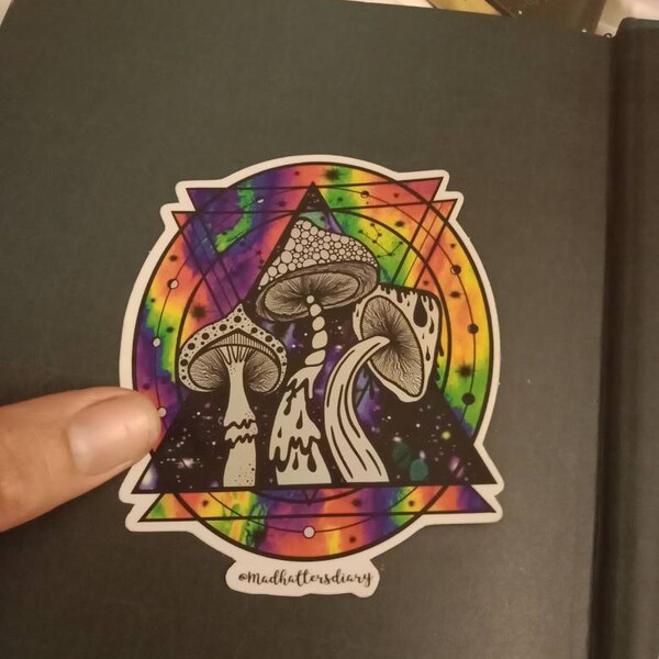 Holographic Alien Mushroom Eyeball Dinosaur Spaceship Abduction Sticker ...