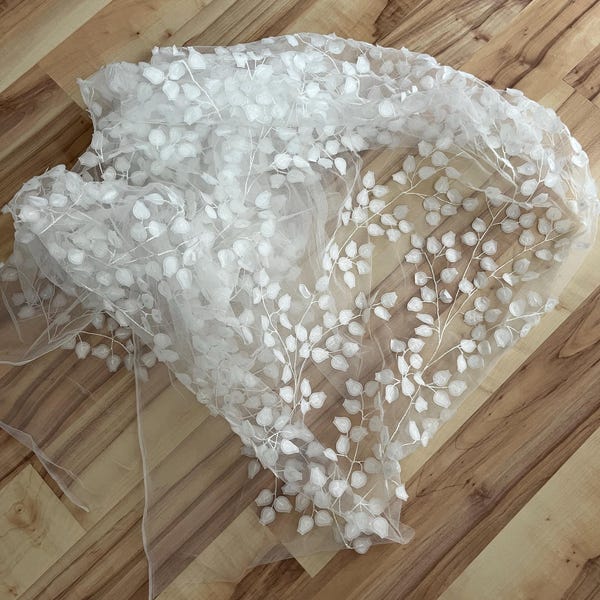 Exquisite Leaf Embroidery Lace Trim in off White, Leaf Flower Sequins ...