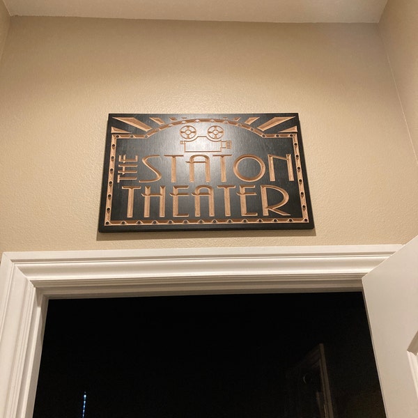 Custom Home Theater and Lounge Sign, Personalized Movie Theater Room ...