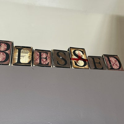 Blessed Word Block Home Decor Religious Sign - Etsy