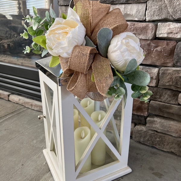 Spring Lantern Swag, White Peony Lantern Swag, Farmhouse Lantern ...