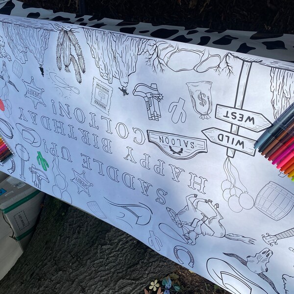 LARGE Rodeo Coloring Banner Sheet | Rodeo Birthday | Cowboy Coloring ...