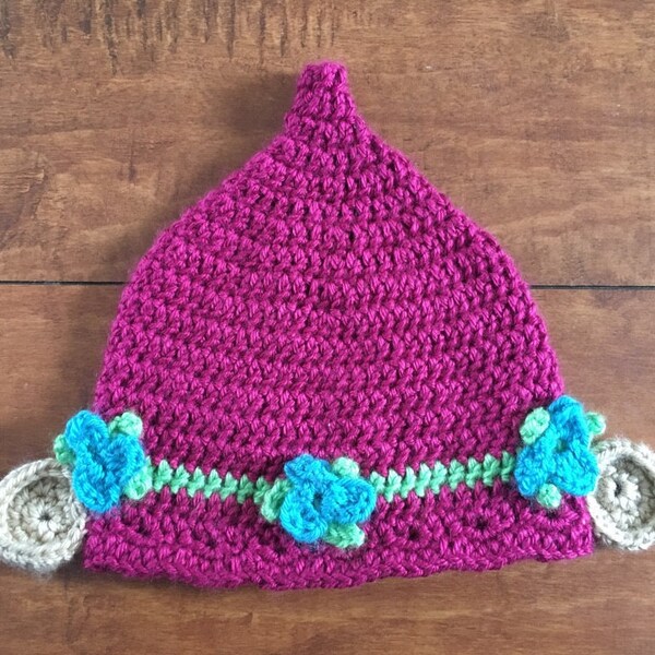 Crochet PATTERN - Pink Troll Hat Poppy Flowers, Troll Hat Crochet ...